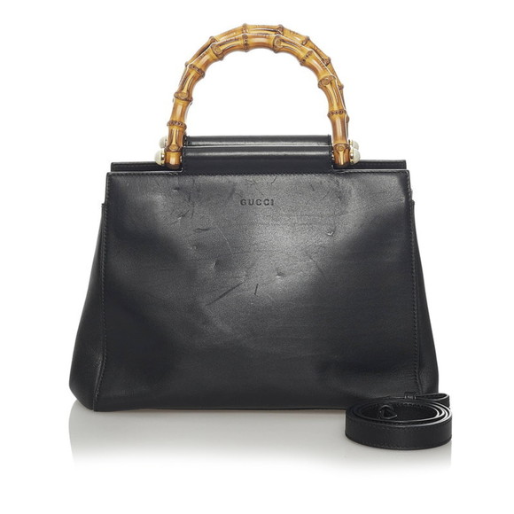 Gucci | Bags | Gucci Bamboo Nim Fair Handbag Shoulder Bag 453767 Black ...